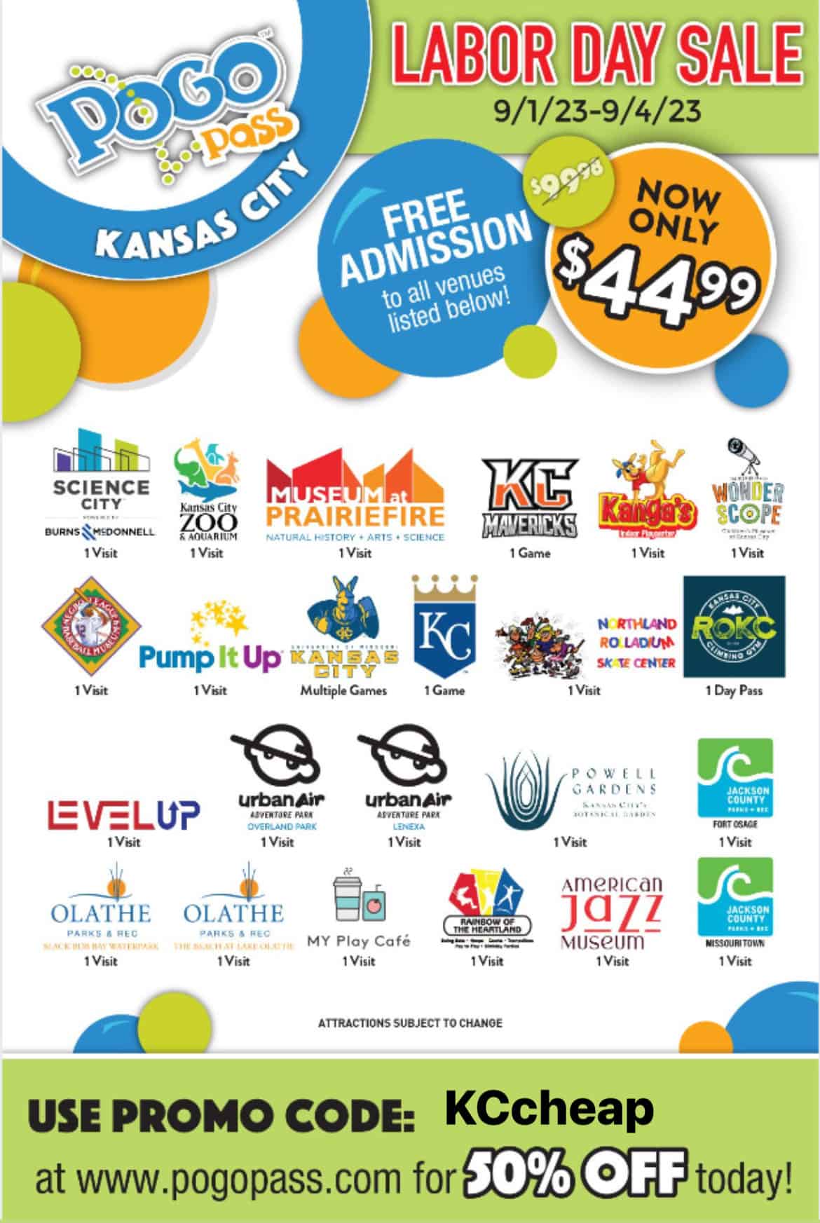 Get a 50% OFF Discount On a KC POGO Pass - Kansas City on the Cheap